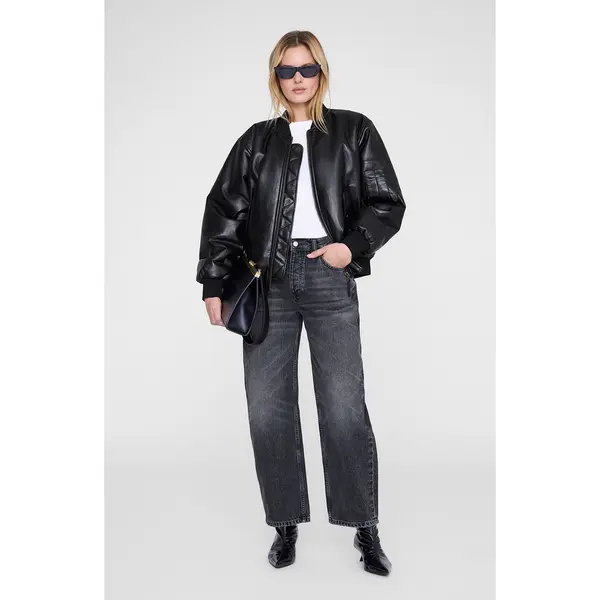 ANINE BING Leather Leon Bomber Jacket - Black