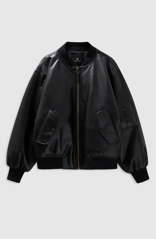 ANINE BING Leather Leon Bomber Jacket