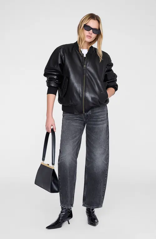 ANINE BING Leather Leon Bomber Jacket