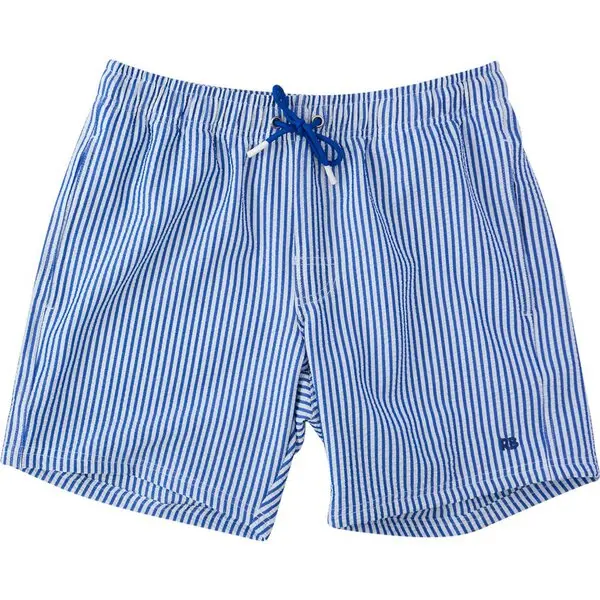 RUGGEDBUTTS Stretch Swim Trunks - Blue Seersucker