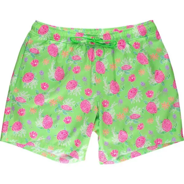 RUGGEDBUTTS Stretch Swim Trunks - Neon Turtle Tide