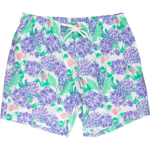 RUGGEDBUTTS Stretch Swim Trunks - Purple Hydrangea Garden