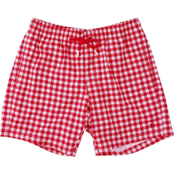 RUGGEDBUTTS Stretch Swim Trunks - Vintage Red Gingham