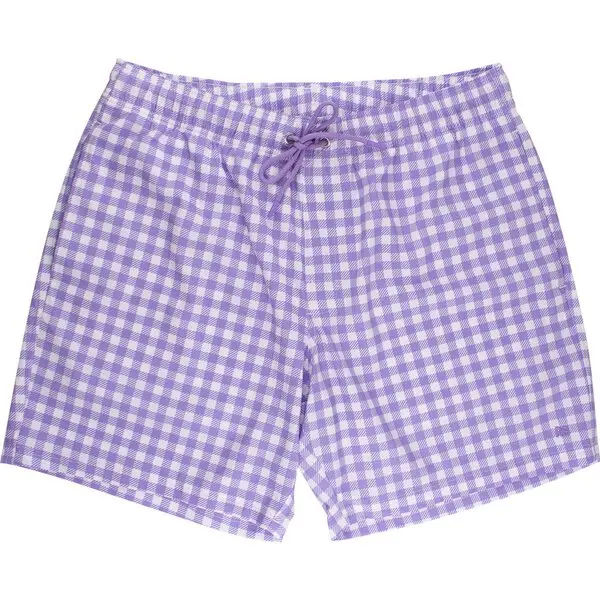 RUGGEDBUTTS Stretch Swim Trunks - Wisteria Purple Gingham