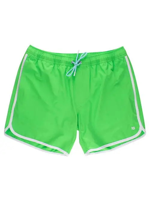 RUGGEDBUTTS Stretch Dolphin Hem Swim Trunks With Upf 50+ Sun Protection - Neon Lime
