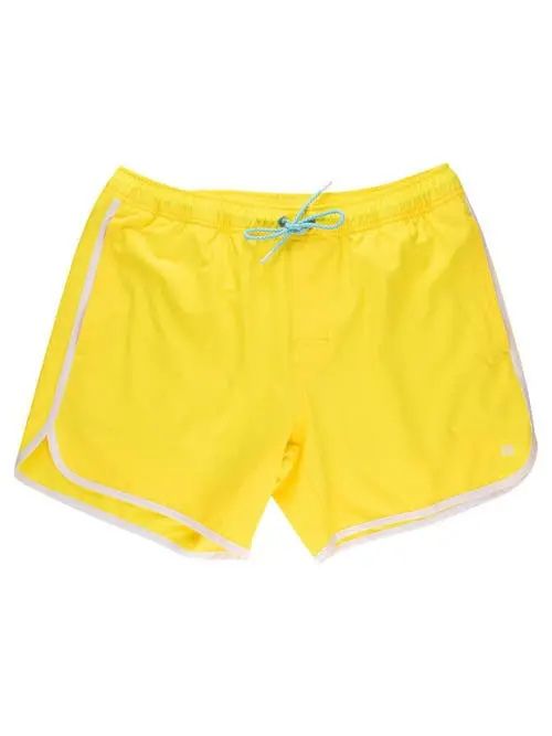 RUGGEDBUTTS Stretch Dolphin Hem Swim Trunks With Upf 50+ Sun Protection - Neon Yellow
