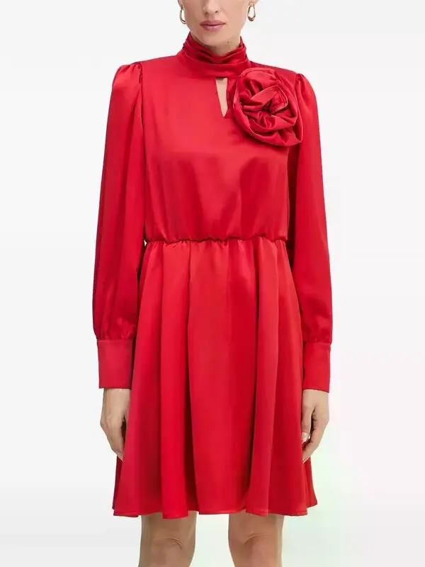 FRACOMINA Floral High Neck Dress - Red