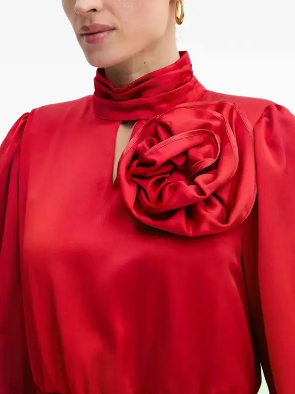 FRACOMINA Floral High Neck Dress - Red