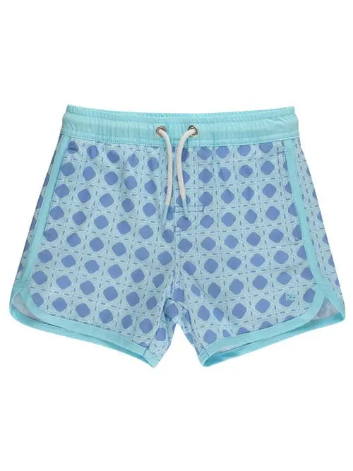 RUGGEDBUTTS Upf 50+ Stretch Dolphin Hem Swim Trunks - Periwinkle Blue Coastal Cane