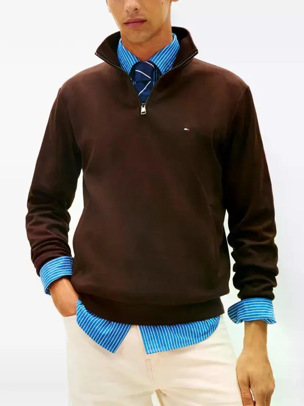 Tommy Hilfiger Zip-up High-neck Sweater - Brown