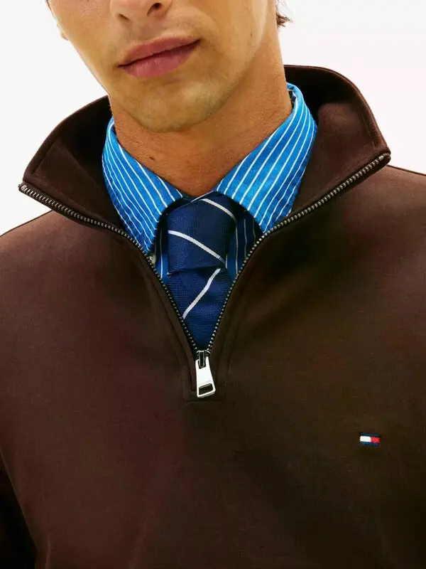 Tommy Hilfiger Zip-up High-neck Sweater - Brown