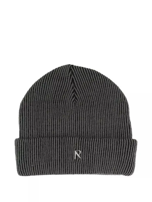 REPRESENT Ribbed Beanie Hat With Logo Plaque - Grey