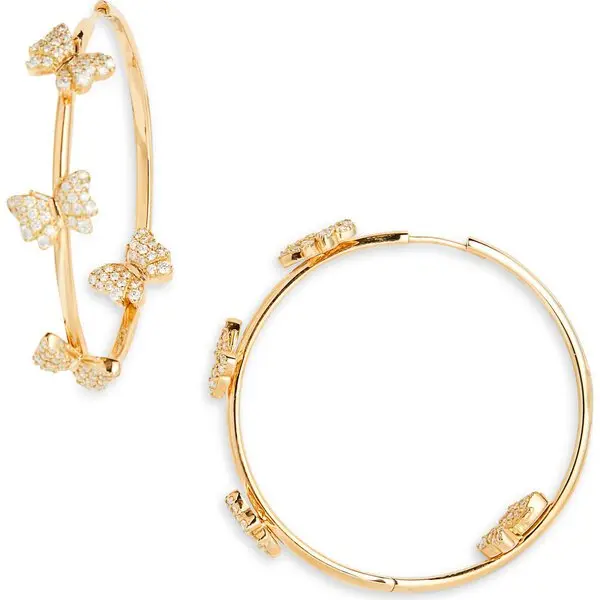 GRACE WINFREY Butterfly Garden Pavé Diamond Hoop Earrings - Yellow Gold/diamond