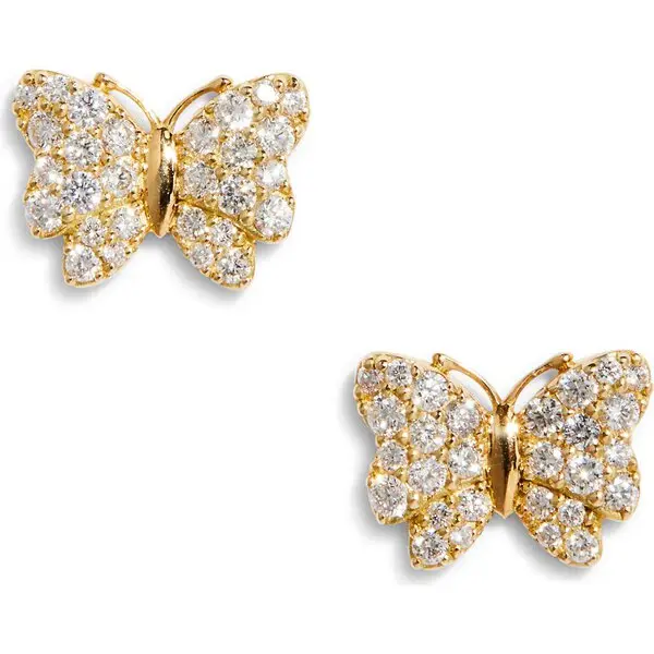 GRACE WINFREY Butterfly Stud Earrings - Yellow Gold/diamond