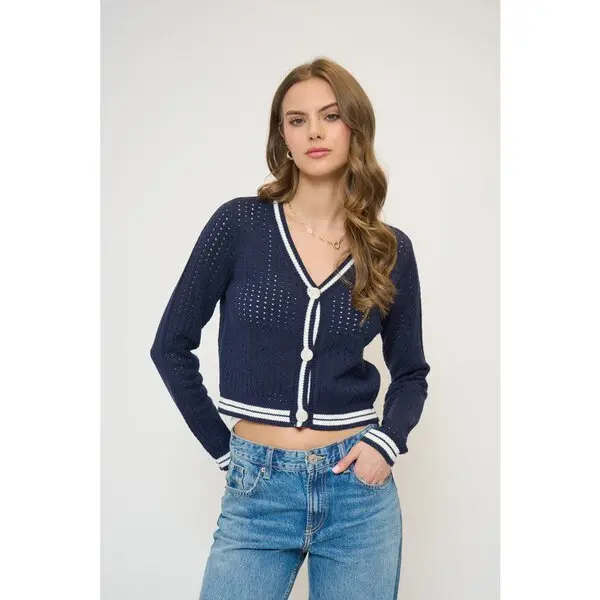 Central Park West Franki Varsity Mesh Cardigan