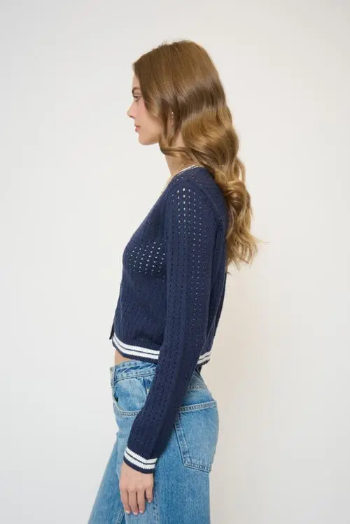 Central Park West Franki Varsity Mesh Cardigan