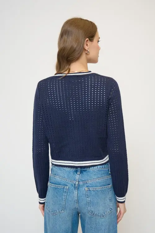 Central Park West Franki Varsity Mesh Cardigan