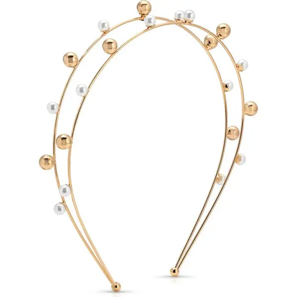 Ettika Faux Pearl Bubble Headband - Gold