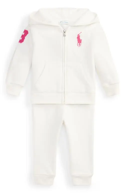 Ralph Lauren Big Pony Fleece Zip Hoodie & Joggers Set - White