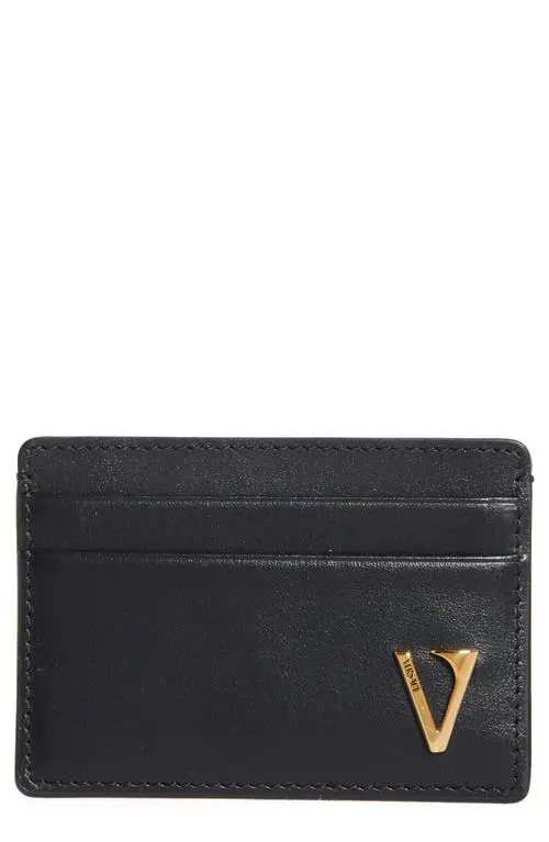 Versace V-emblem Leather Card Case - Black-versace Gold