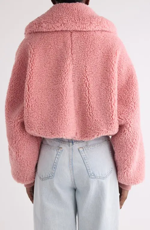 Givenchy Crop Faux Shearling Bomber Jacket - Light Pink