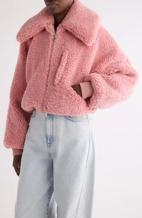 Givenchy Crop Faux Shearling Bomber Jacket - Light Pink