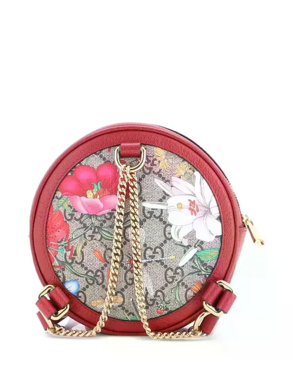 Gucci Ophidia Round Flora Gg Coated Canvas Mini Backpack In  display picture 1