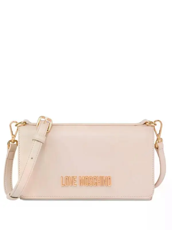 Moschino Logo Plaque Shoulder Bag - Neutrals