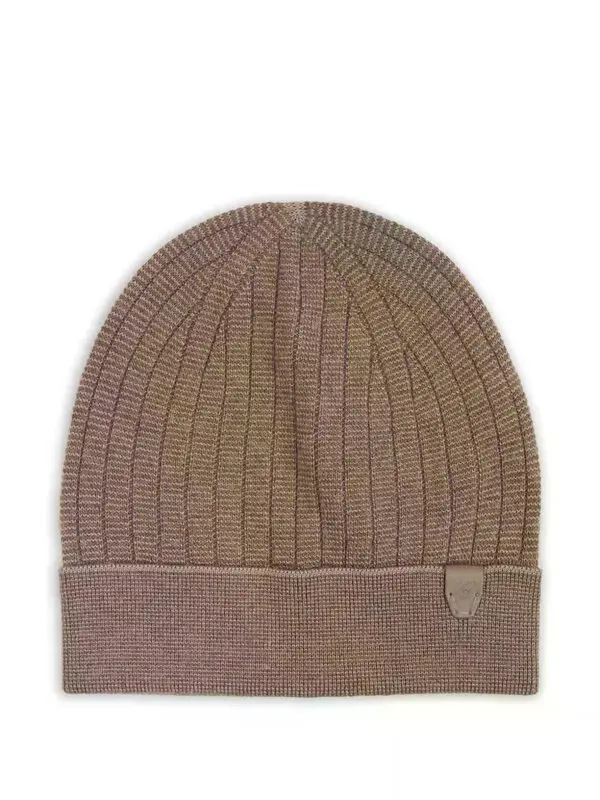 Brioni Ribbed Beanie - Brown