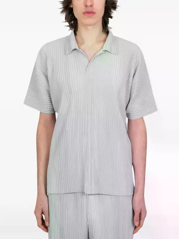 Issey Miyake Pleated Polo Shirt - Grey