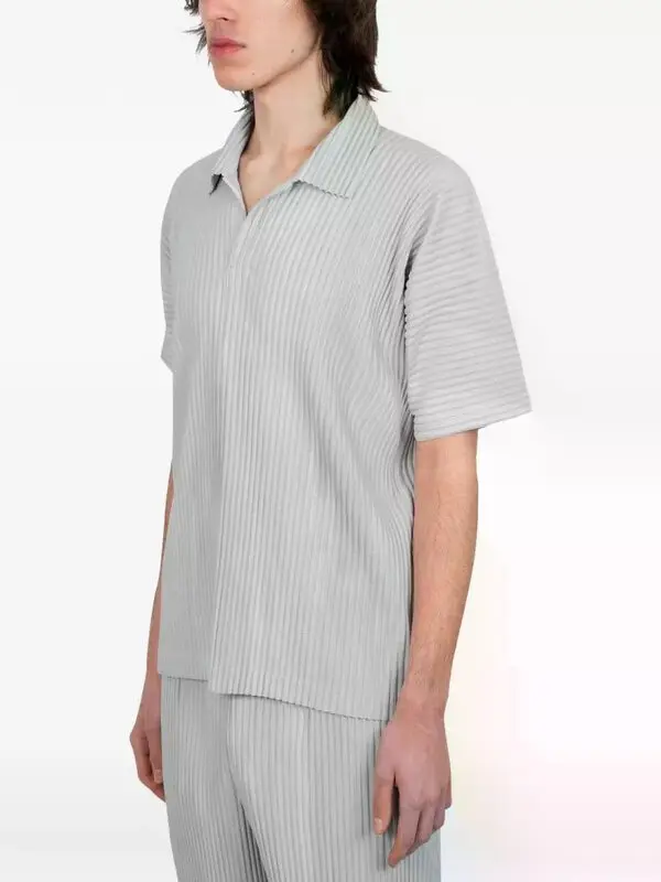 Issey Miyake Pleated Polo Shirt - Grey