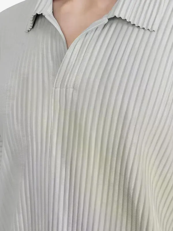 Issey Miyake Pleated Polo Shirt - Grey