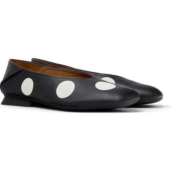 Camper Casi Myra Twins Polka Dot Ballerina Flat - Black