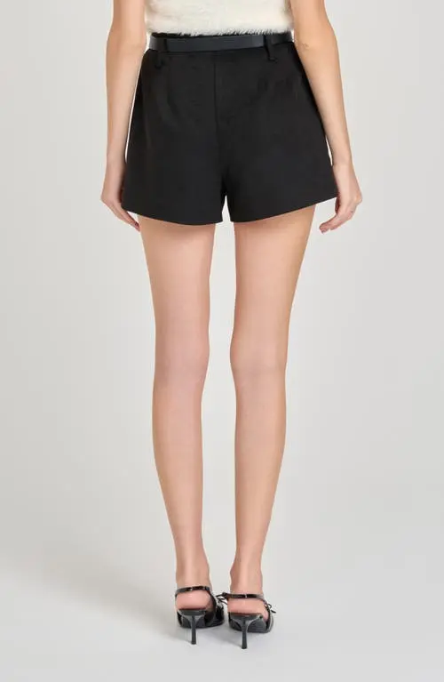 WAYF Faux Suede Pleated Shorts