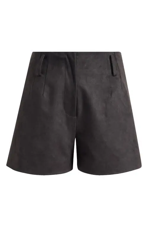 WAYF Faux Suede Pleated Shorts