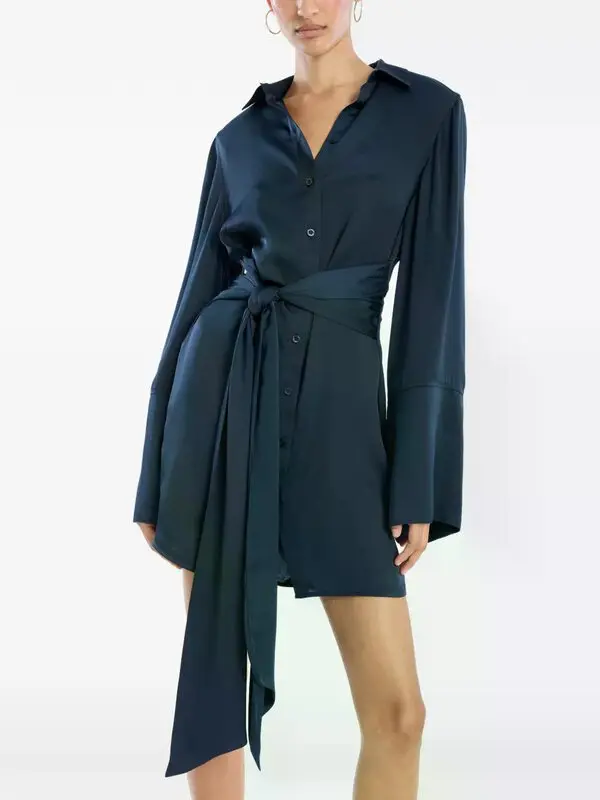 ROTATE BY BIRGER CHRISTENSEN Satin-tie Mini Shirt Dress