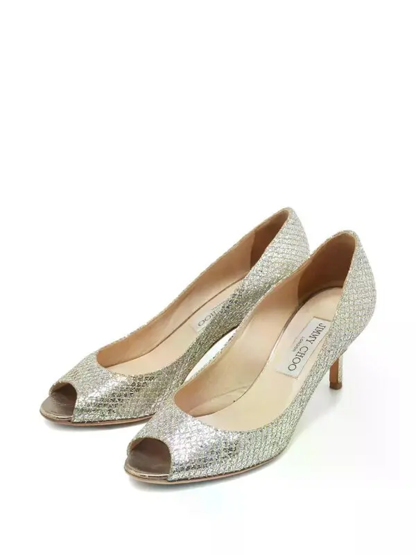 JIMMY CHOO Glitter Embellishment Peep-toe Pumps