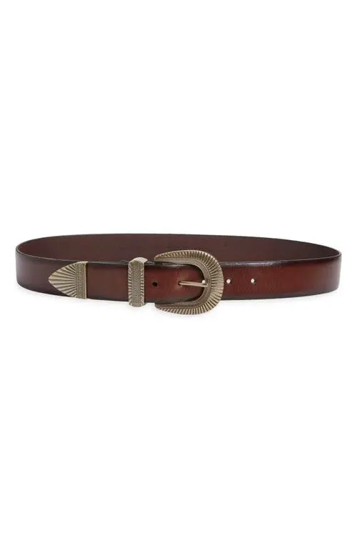 Treasure & Bond Moxie Western Leather Belt - Brown Malicacia- Silver