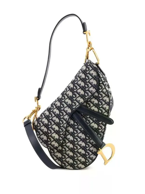 Dior Saddle Handbag With Strap Oblique Canvas Medium Shoulder Bag - Blue