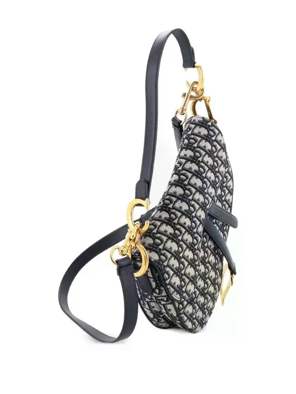 Dior Saddle Handbag With Strap Oblique Canvas Medium Shoulder Bag - Blue