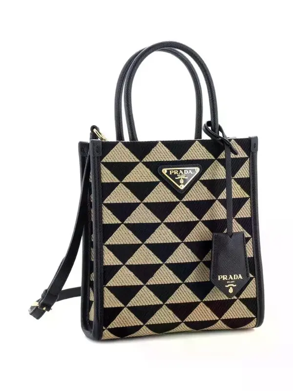 Prada Symbole Jacquard Mini Shopper Tote - Black