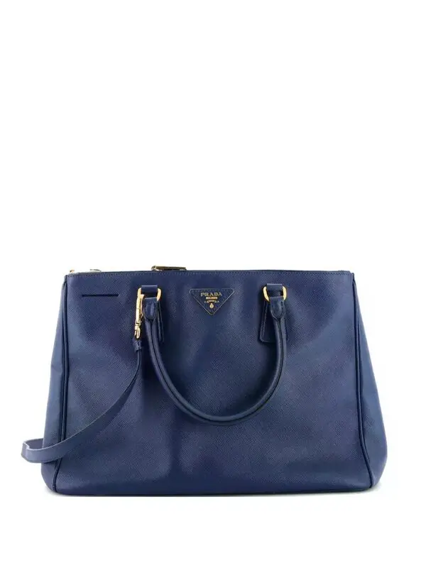 Prada Galleria Double Zip Saffiano Leather Large Tote Bag - Blue