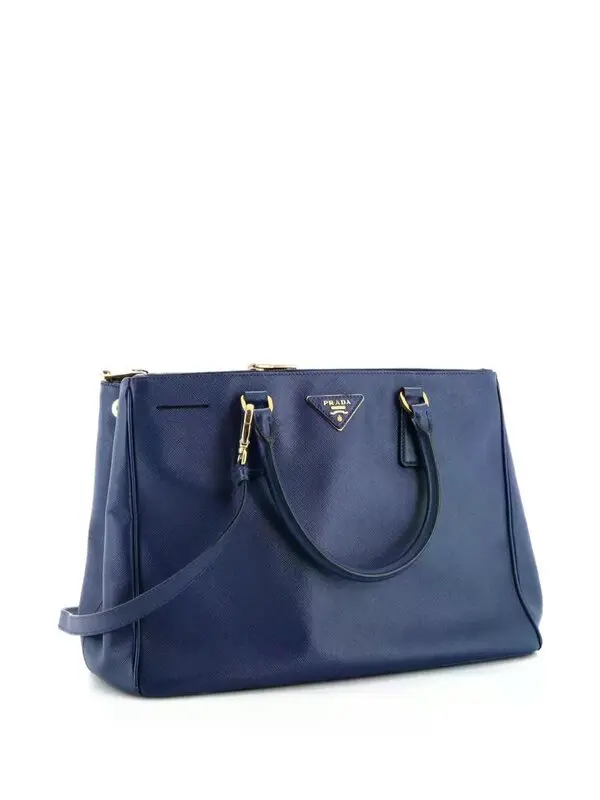 Prada Galleria Double Zip Saffiano Leather Large Tote Bag - Blue