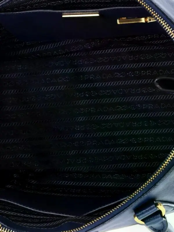 Prada Galleria Double Zip Saffiano Leather Large Tote Bag - Blue