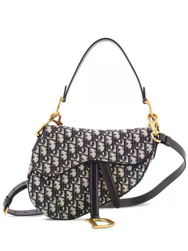 Dior Saddle Oblique Canvas Medium Shoulder Bag - Blue