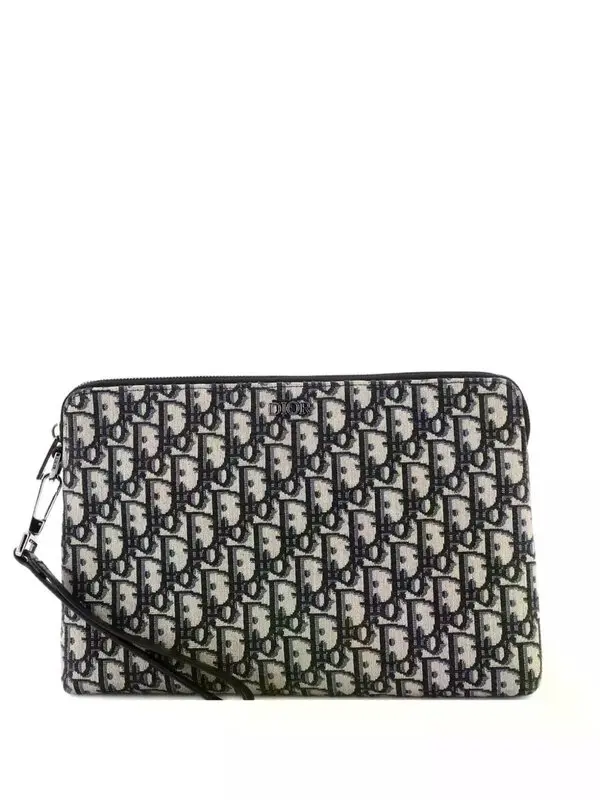 Dior Wristlet Oblique Canvas Clutch Bag