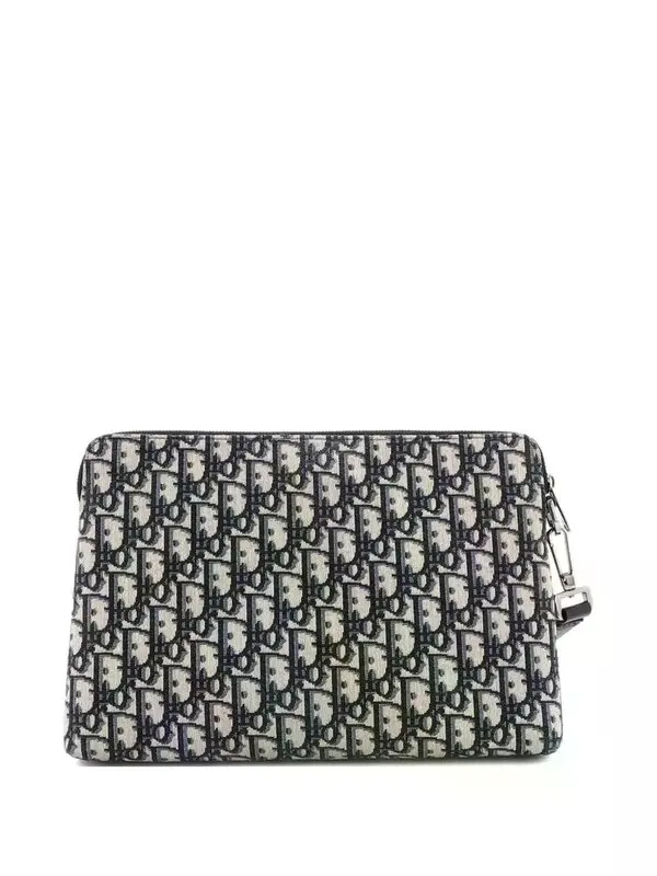 Dior Wristlet Oblique Canvas Clutch Bag