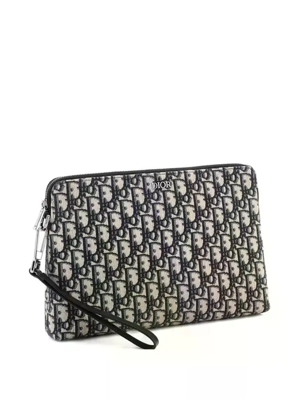 Dior Wristlet Oblique Canvas Clutch Bag