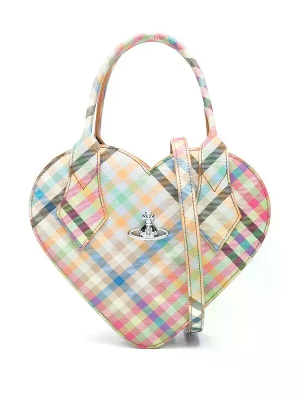 VIVIENNE WESTWOOD Josephine Heart Plaid Tote Bag - Neutrals