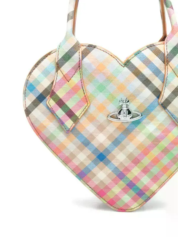 VIVIENNE WESTWOOD Josephine Heart Plaid Tote Bag - Neutrals